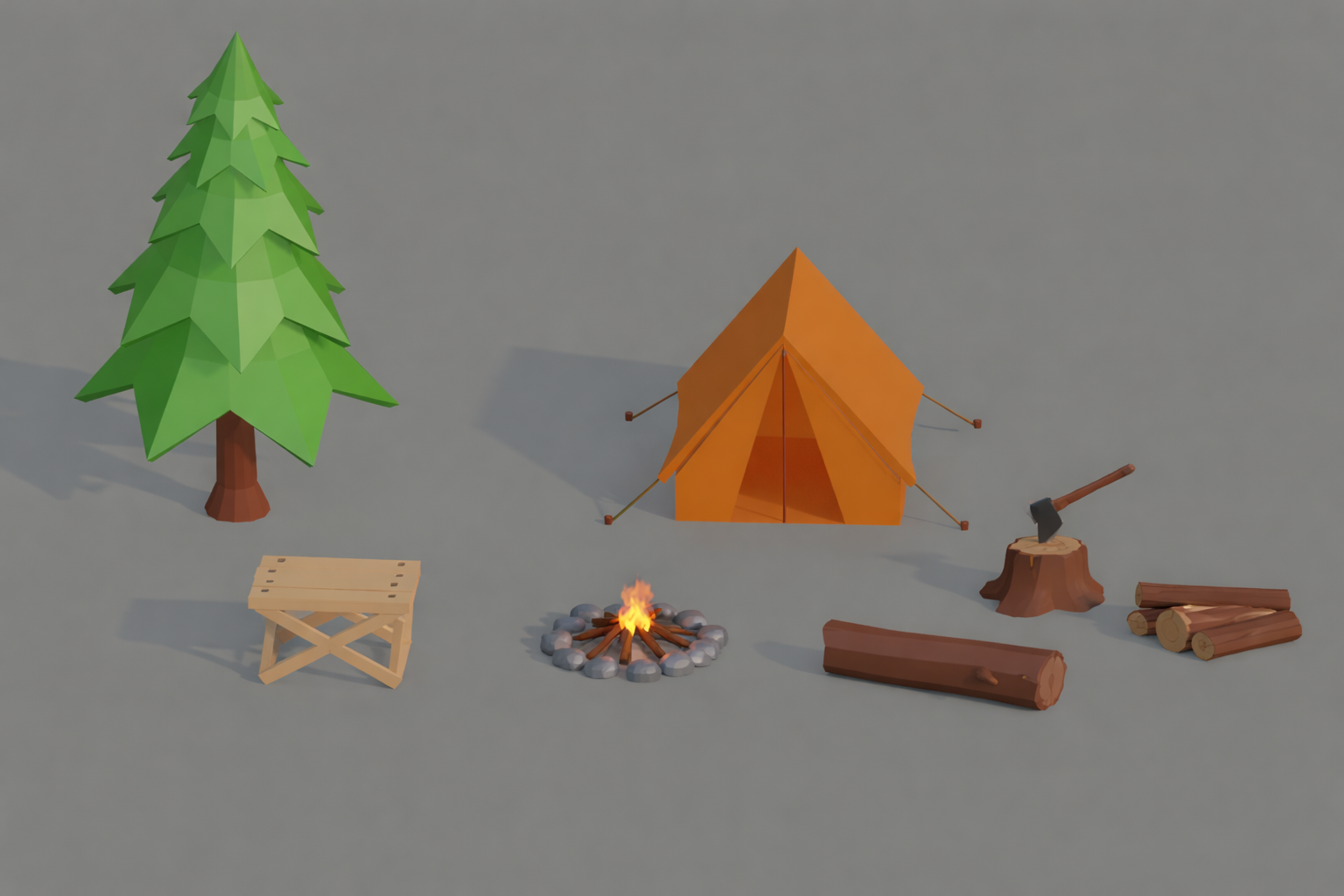 low-poly camping asset pack [free demo] by Voxel_dev