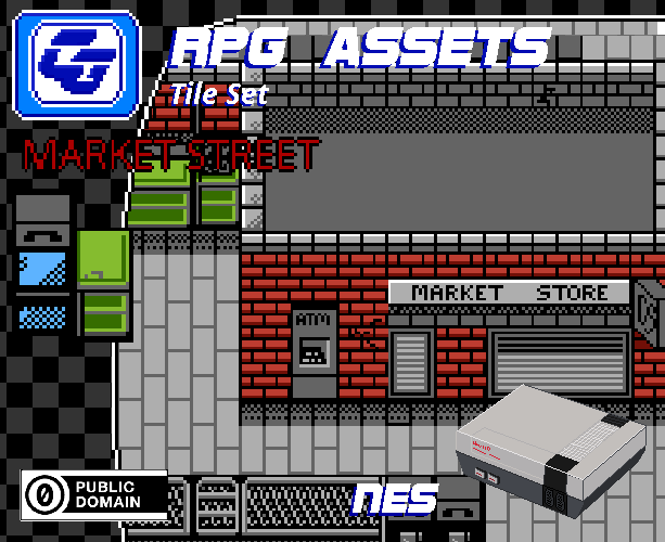 RPG Assets Tile Set 'Market Street' NES by chasersgaming