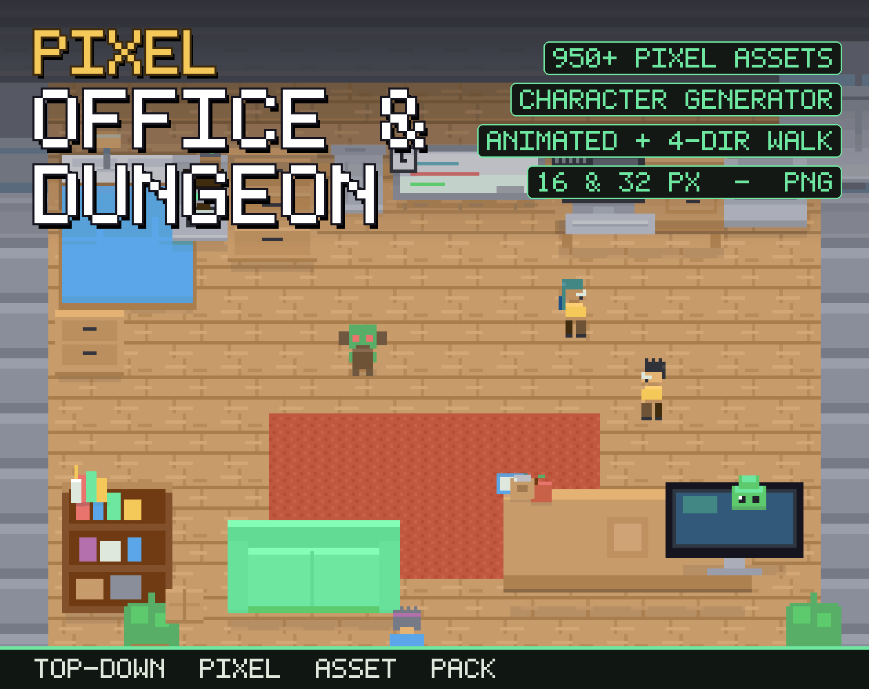 Pixel Office & Dungeon — Top-Down Asset Pack by operationcwal