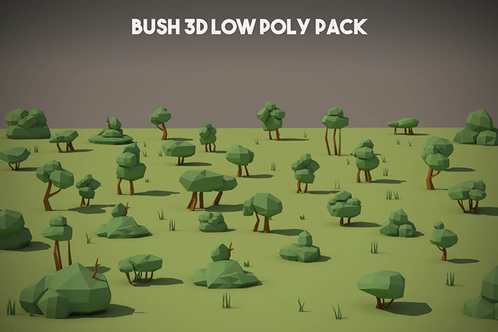 Free Bush 3D Low Poly Pack by Free Game Assets (GUI, Sprite, Tilesets)