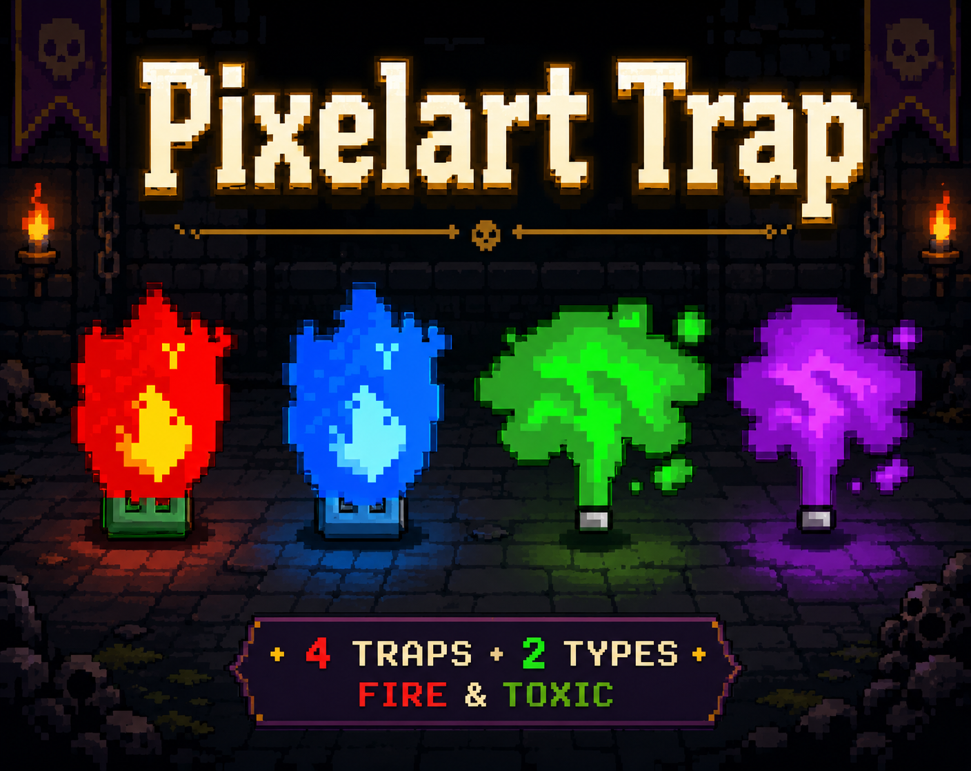 Pixel Art Trap Sprite Pack by PinoGames