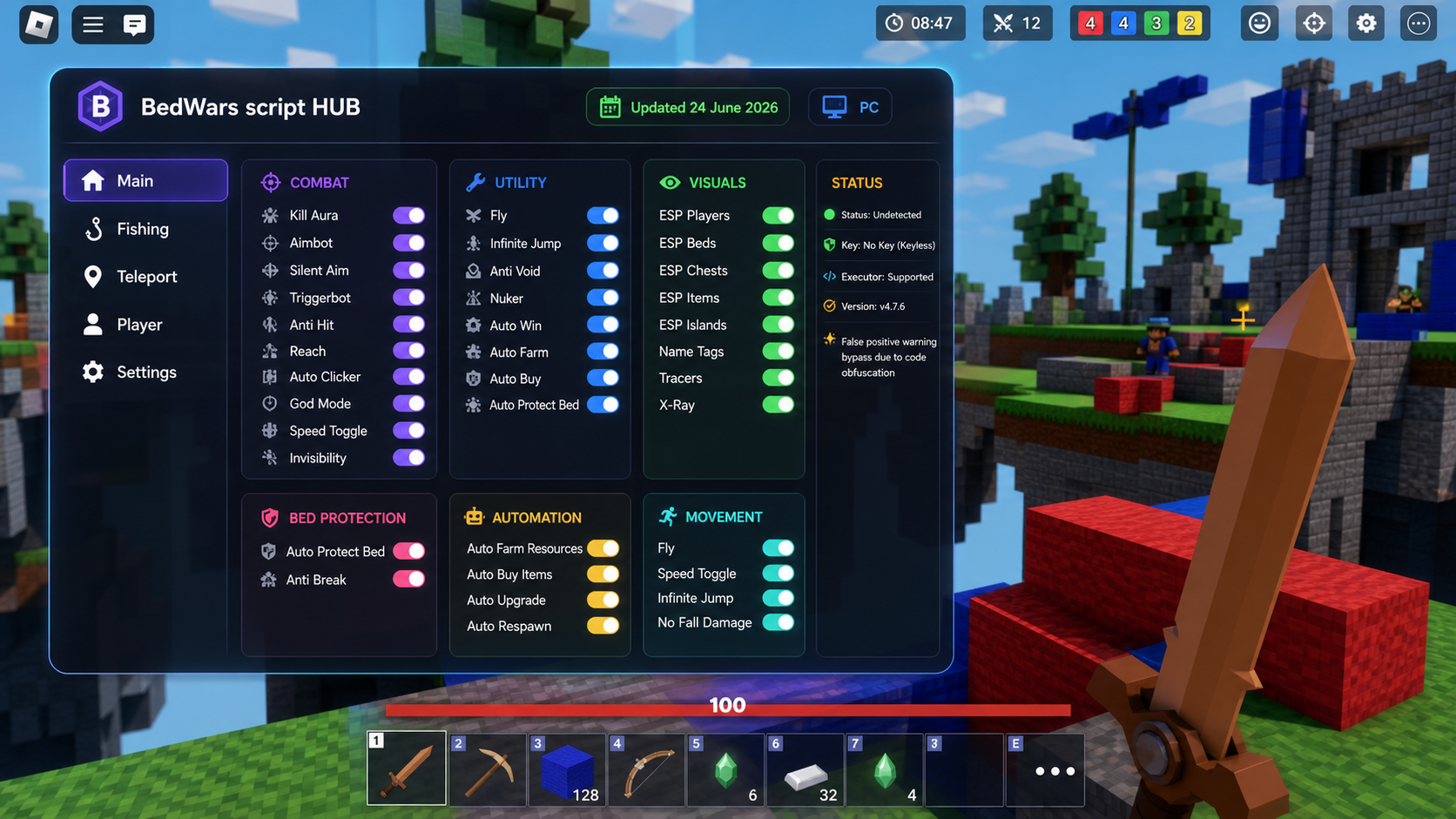 [KEYLESS] BedWars Script | OP Kill Aura & ESP (Pastebin) - itch.io