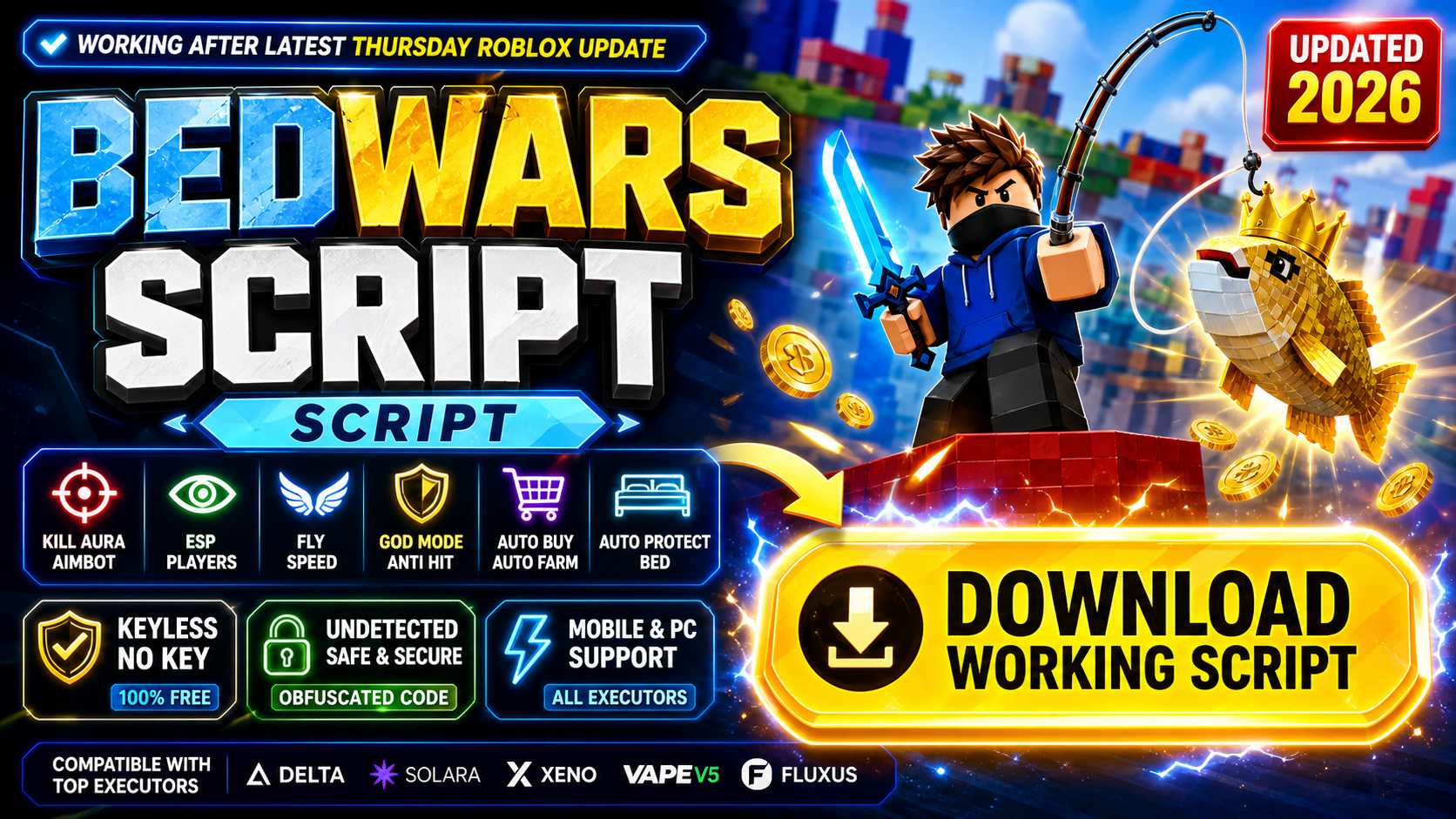 [KEYLESS] BedWars Script | OP Kill Aura & ESP (Pastebin) - itch.io