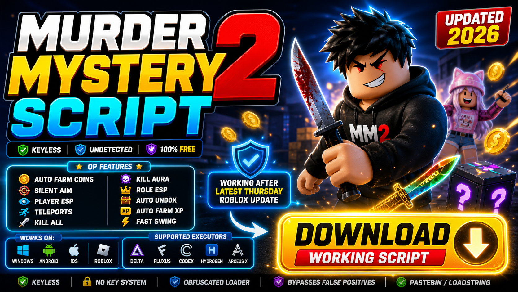[KEYLESS] Murder Mystery 2 Script 2026 | Auto Farm & ESP - itch.io