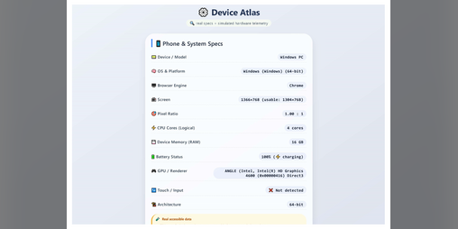 Device Atlas – Real System Info + Simulated Sensors by 2d creator