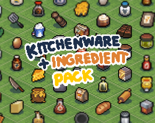 🍳 16x16 Kitchenware & Ingredients Pixel Art Pack | Game Assets by ssugmi