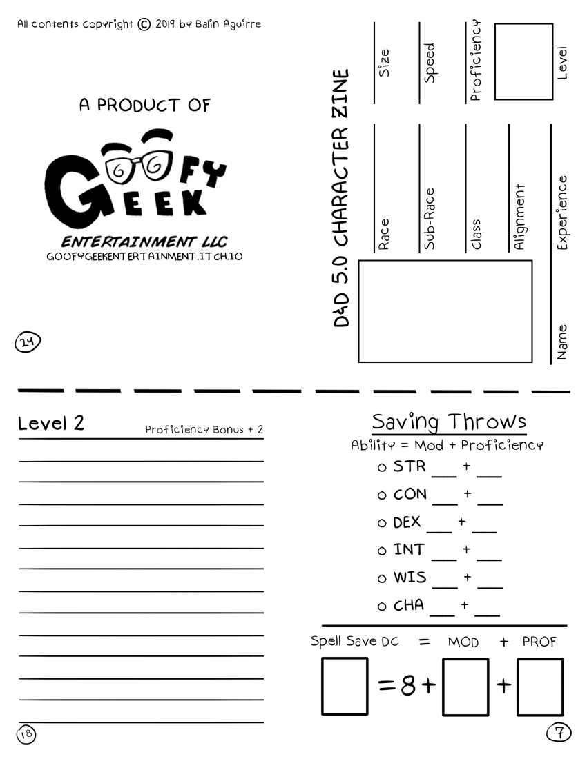 Dungeons & Dragons Character Zine - Quart by GoofyGeekEntertainment