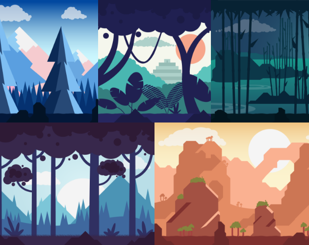 5 Platformer Backgrounds Pack by Inllusion Studios