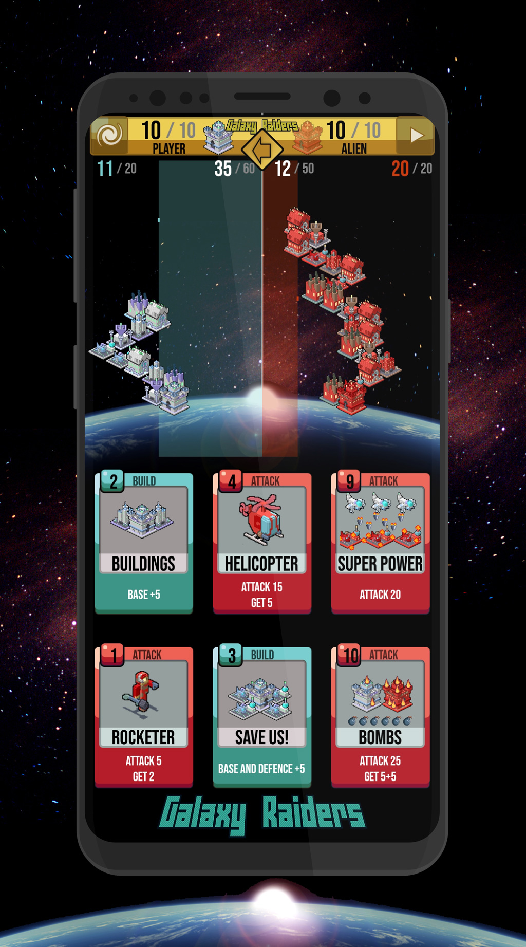 Galaxy Raiders Cards - offline space card game by AppsGears.com