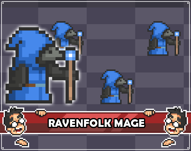 2D Pixel Art Ravenfolk Mage Sprites by Elthen's Pixel Art Shop