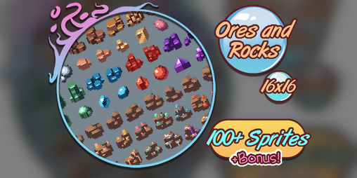 Ores and Rocks: 16x16 Overworld Pixel Sprites by Incremental Inc.