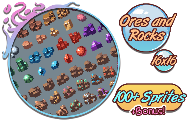 Ores and Rocks: 16x16 Overworld Pixel Sprites by Incremental Inc.