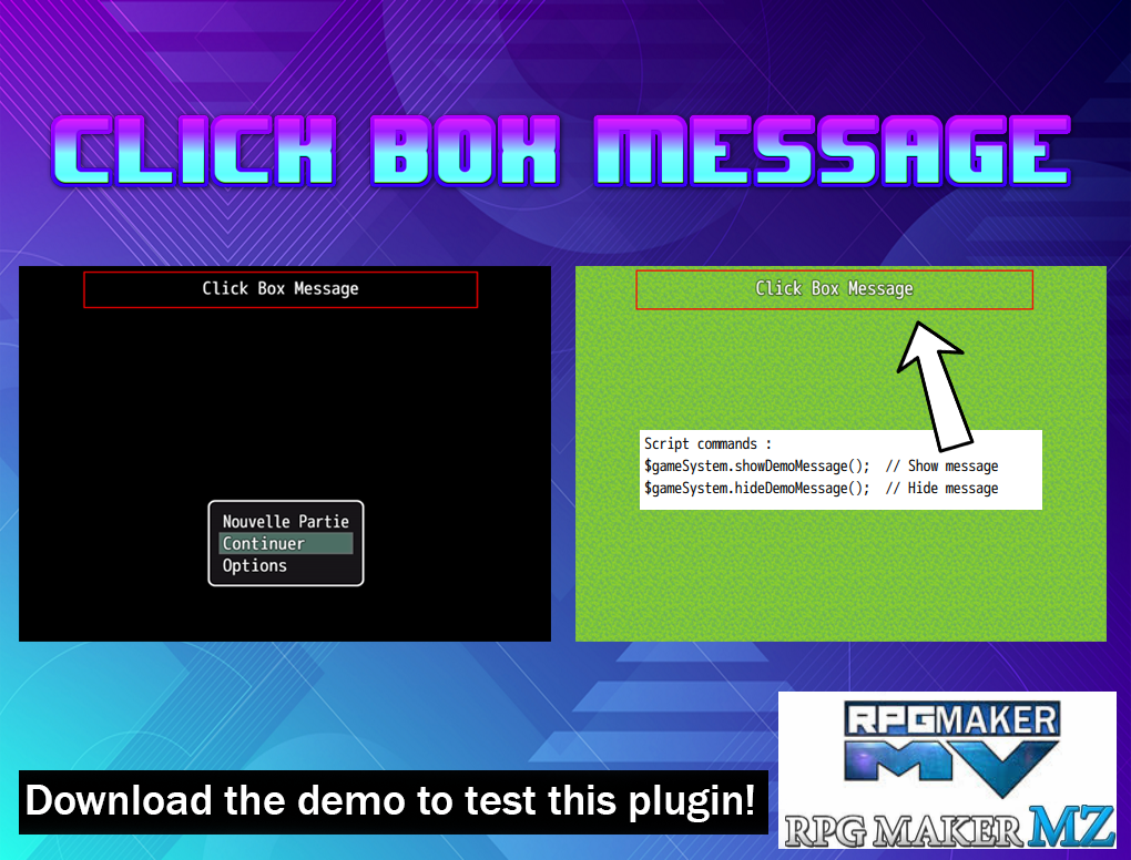 Click Box Message - Plugin RPG Maker MV-MZ by EroiK StyLeR