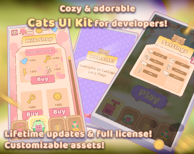 🌸 Cute Cats UI Kit – Cozy & Adorable Game Interface 🌸 by Neuri
