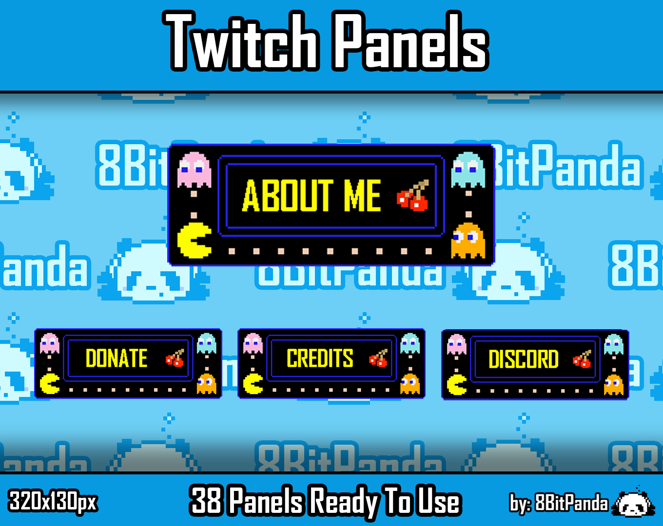 Retro Twitch Panels Pacman Inspired by EightBitPanda