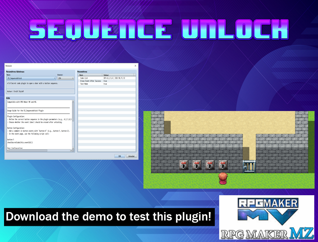Sequence Unlock - Plugin RPG Maker MV/MZ by EroiK StyLeR