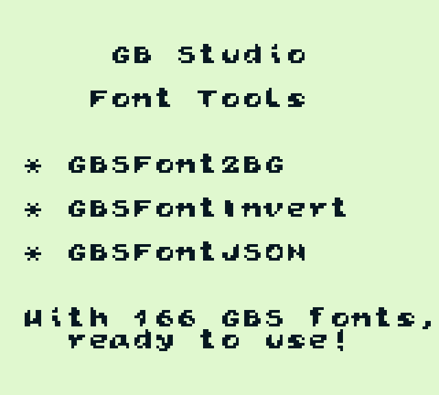 GB Studio Font tools with 166 GBS fonts by Santiago Crespo