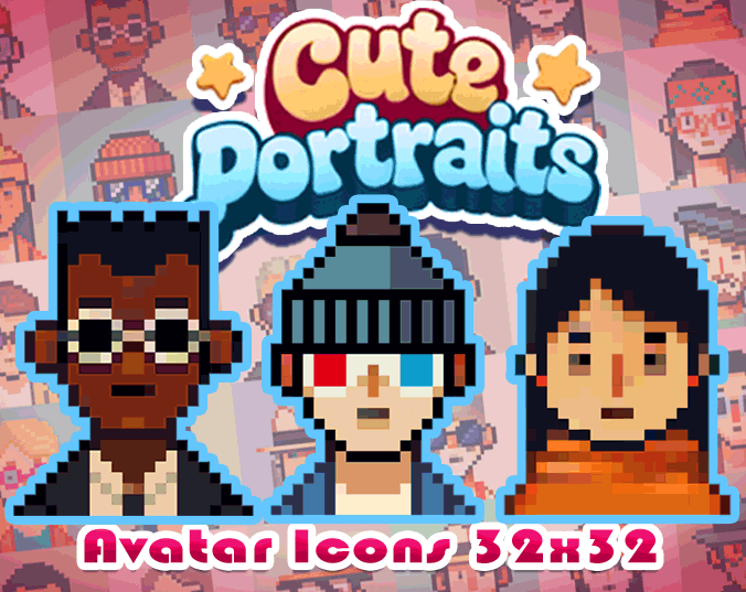 Update_12: Cute UI part.2 - Cute Portraits 32x32 by Barely_Games