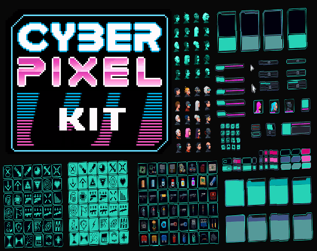 Cyber Pixel: UI/GUI Kit by Barely_Games
