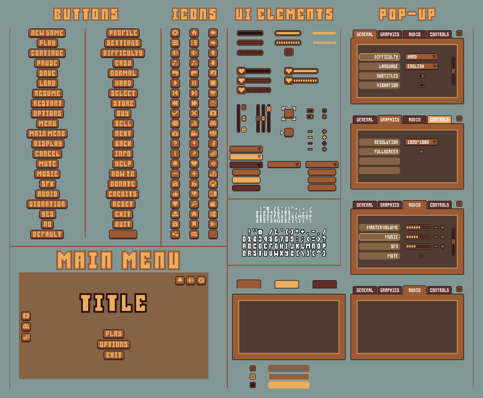 Pixel Art UI Pack by Kafaadami