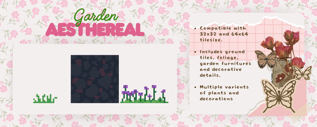 Aethereal Garden : Pixel Art Game Decoration Assets Pack (Free) by Kyi ...