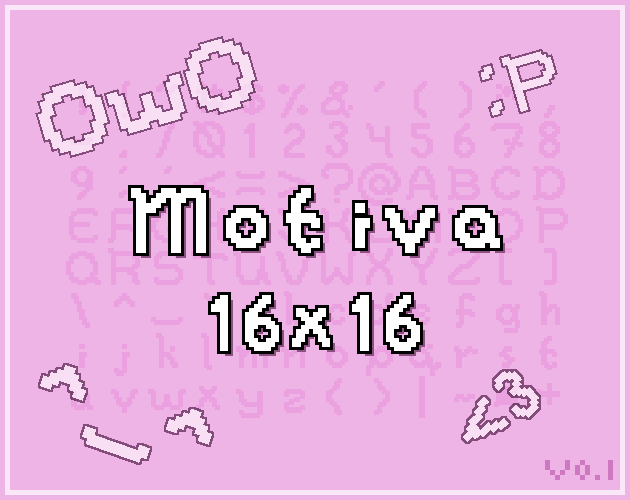Motiva - Cutesy Emotive Pixel Font 16x16 by SkysFolly