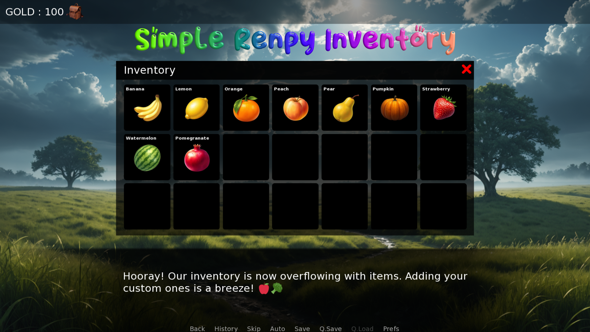 Simple Renpy Inventory System by Patchmonk