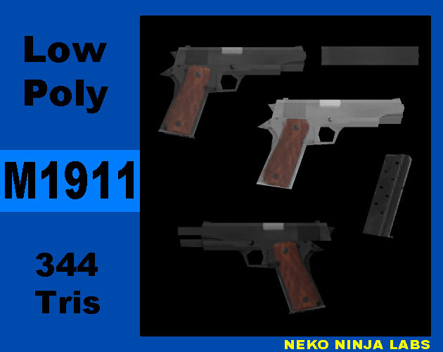 PSX Low Poly M1911 - Game Ready by Neko Ninja Labs