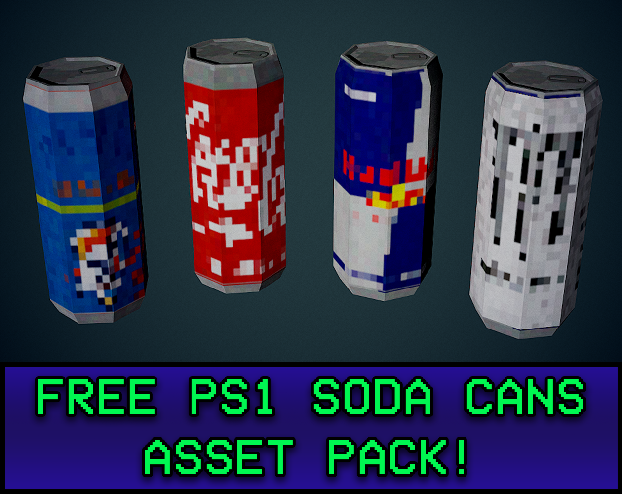 PSX PS1 Soda Cans Low Poly - Free Asset Pack! by Stay Retro