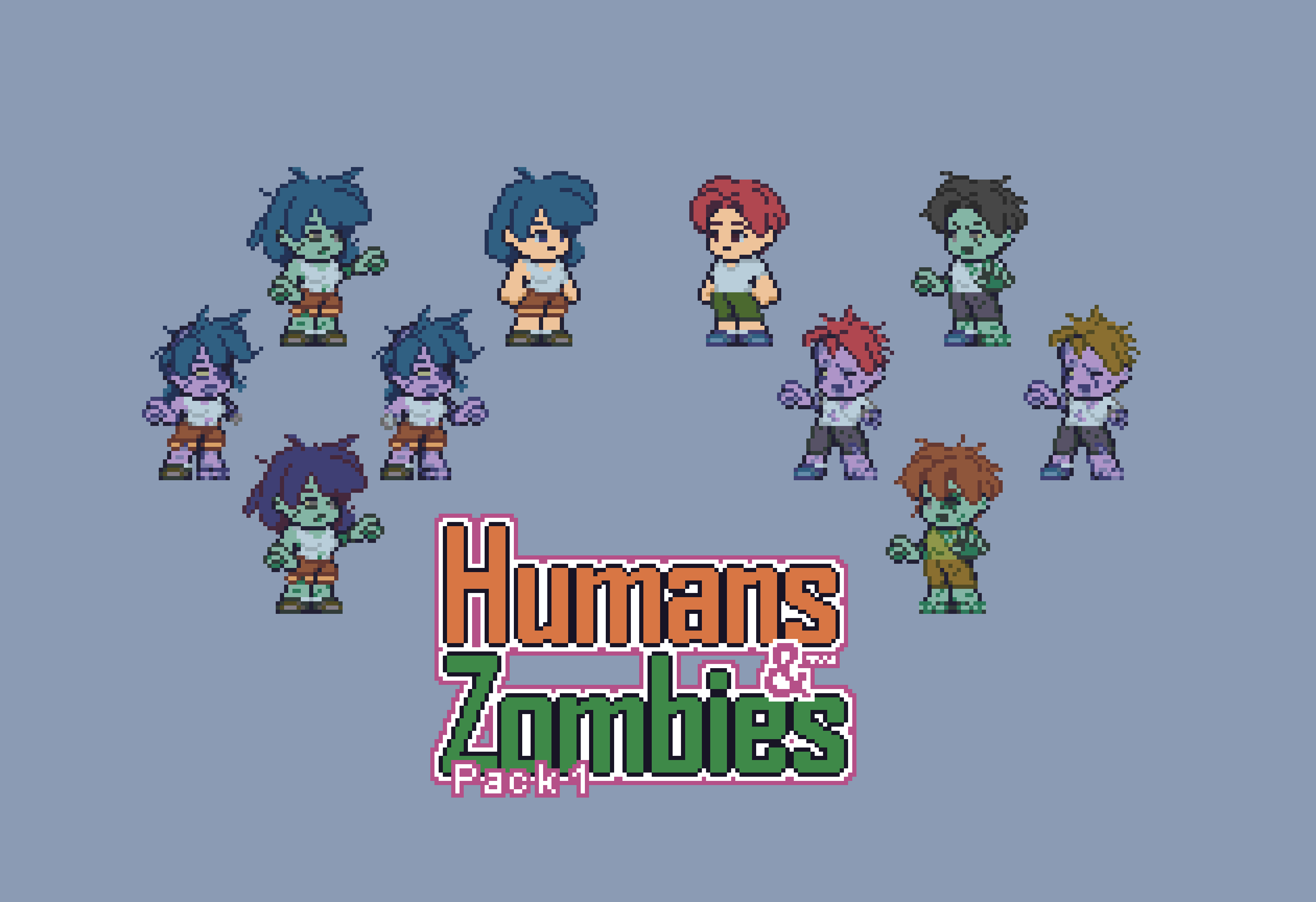 Humans and Zombies_pack_1 by TenguPixel