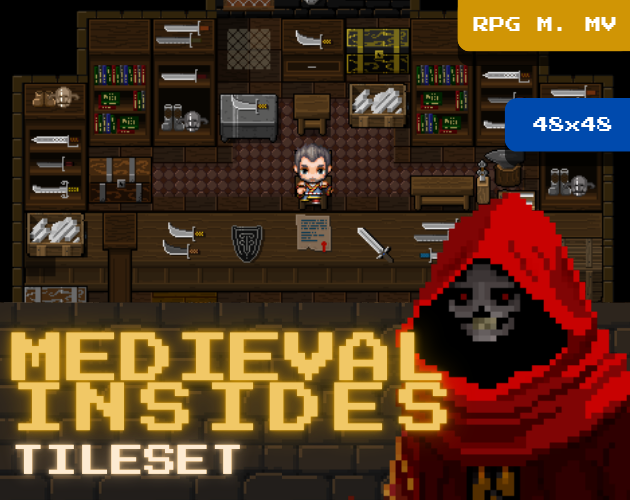 Medieval Inside 48x48 Tileset (RPG Maker MV / MZ) by Booom