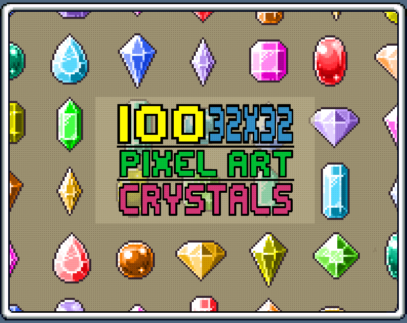 100 32x32 Pixel Art Crystals by Albhedo’s Workshop