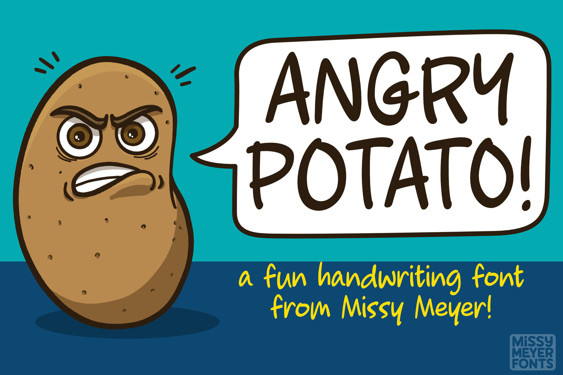 Angry Potato: a fun grownup handwriting font! by Missy Meyer