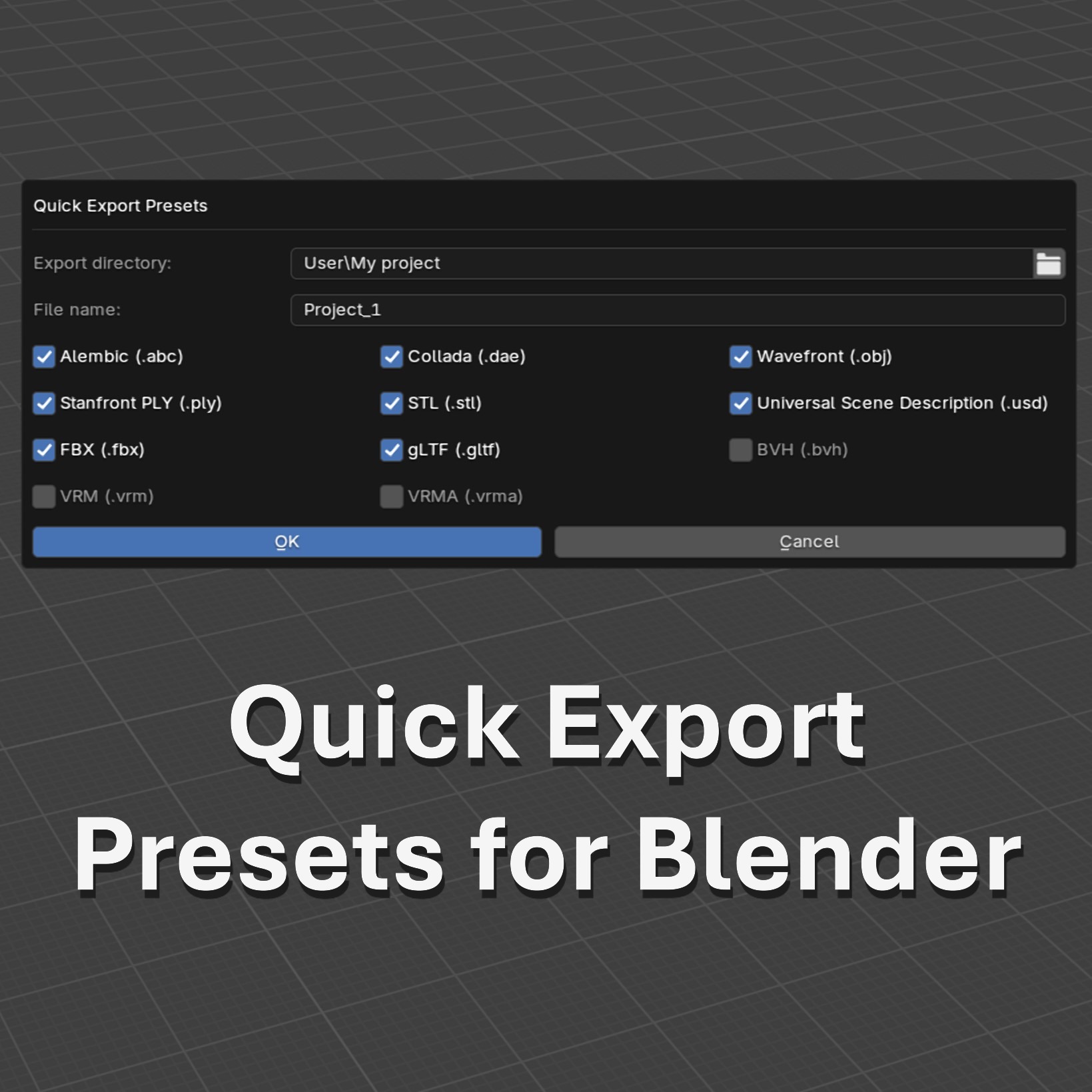 Quick Export Presets for Blender by Studio156