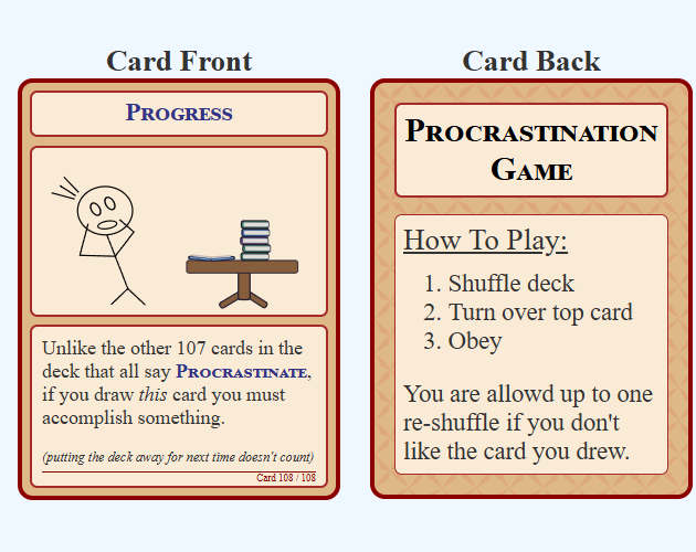 Procrastination Game (Imaginary Cards Jam) by Lull The Unknown for ...