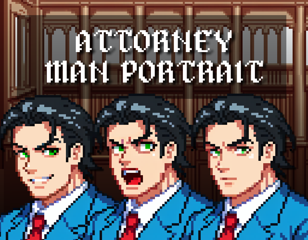 Handsome Attorney Portrait - Pixel Art Sprite Male Lawyer Bust Modern ...