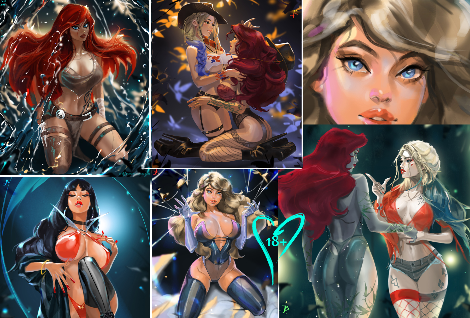 Harley Quinn, Poison Ivy, Spider Gwen, Katarina, Vampirella. by TaissOnAir