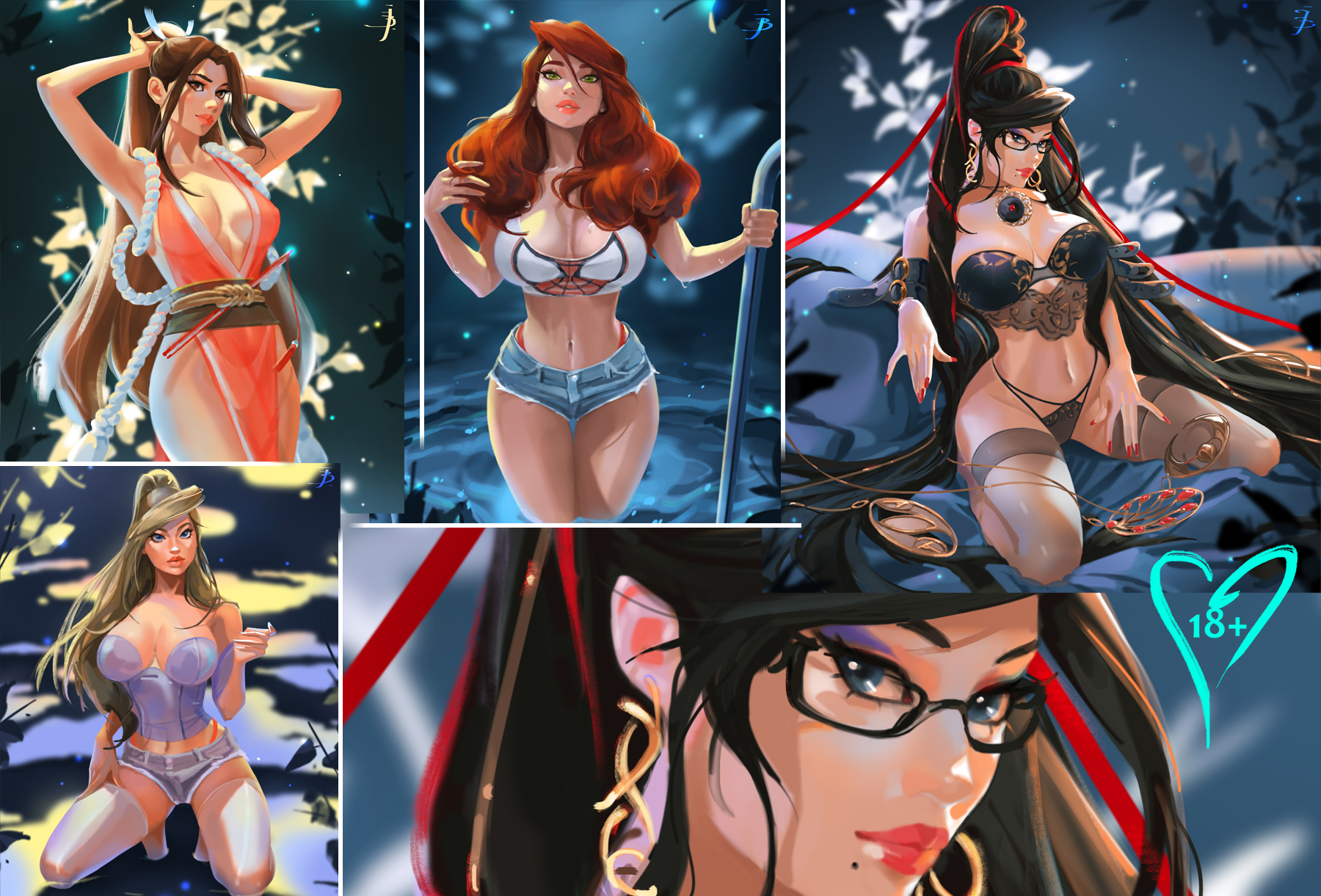 Samus Aran, Bayonetta, Mai Shiranui, Mary Jane. by TaissOnAir