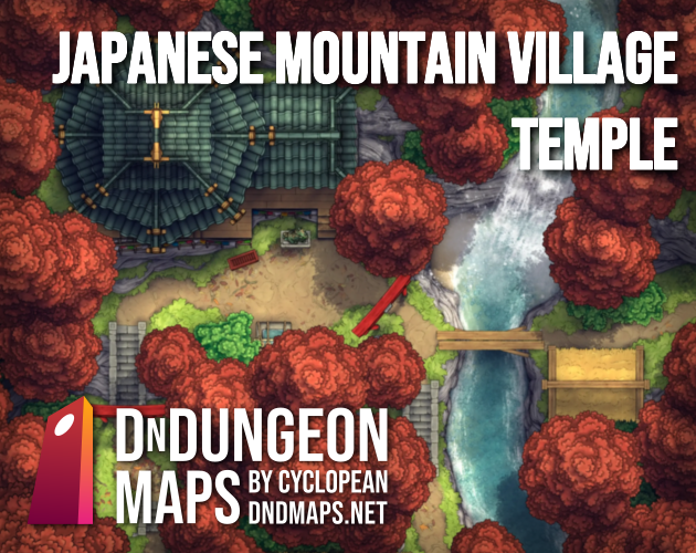 Japanese Mountain Village Temple - Dnd/D&D Map Pack by Cyclopean