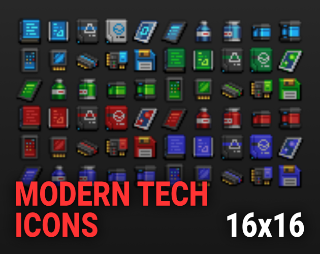 Modern Tech Icons - 16x16 by Big Pancake