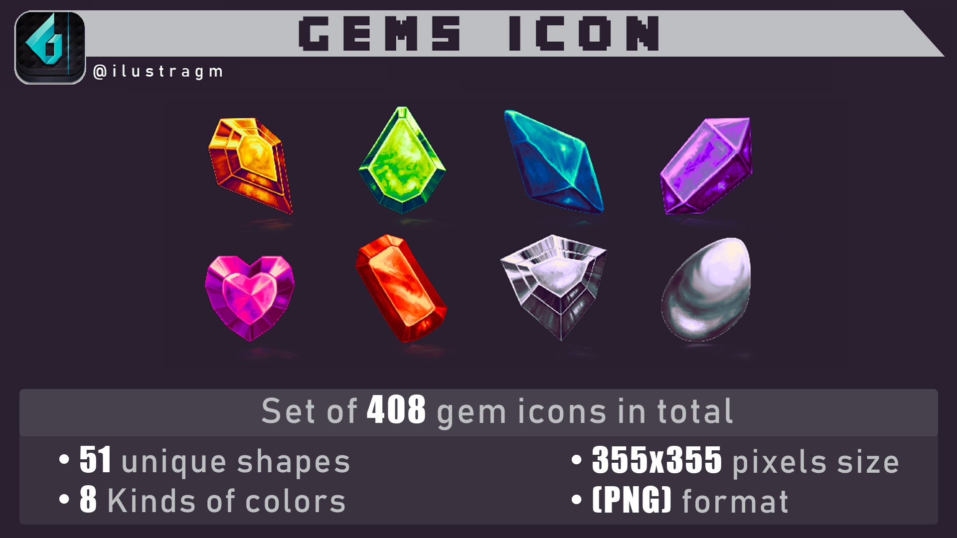 SET GEMS ICON - 2019 by Giacomo Magalhães - GM ilustra