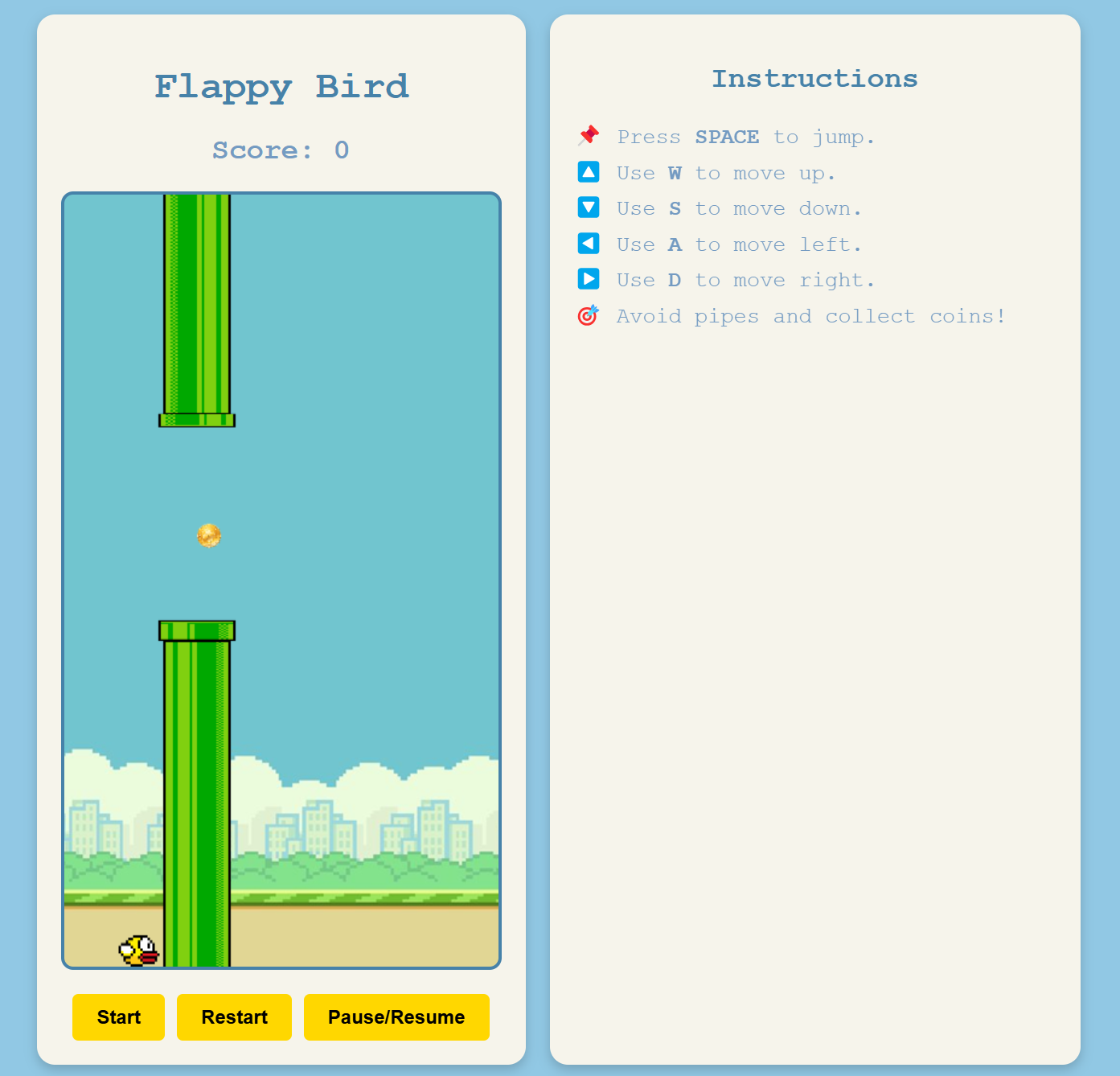 Flappy Bird Arcade Game Js Html Css By Skyscraper Seven