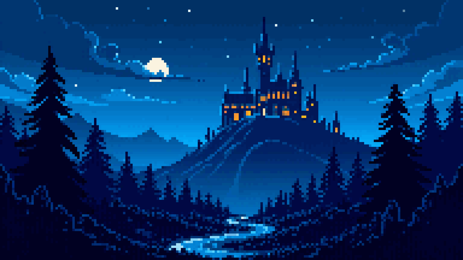 "Vamp Castle" Free Pixel Art Side Scroller Background by PIXEL_1992