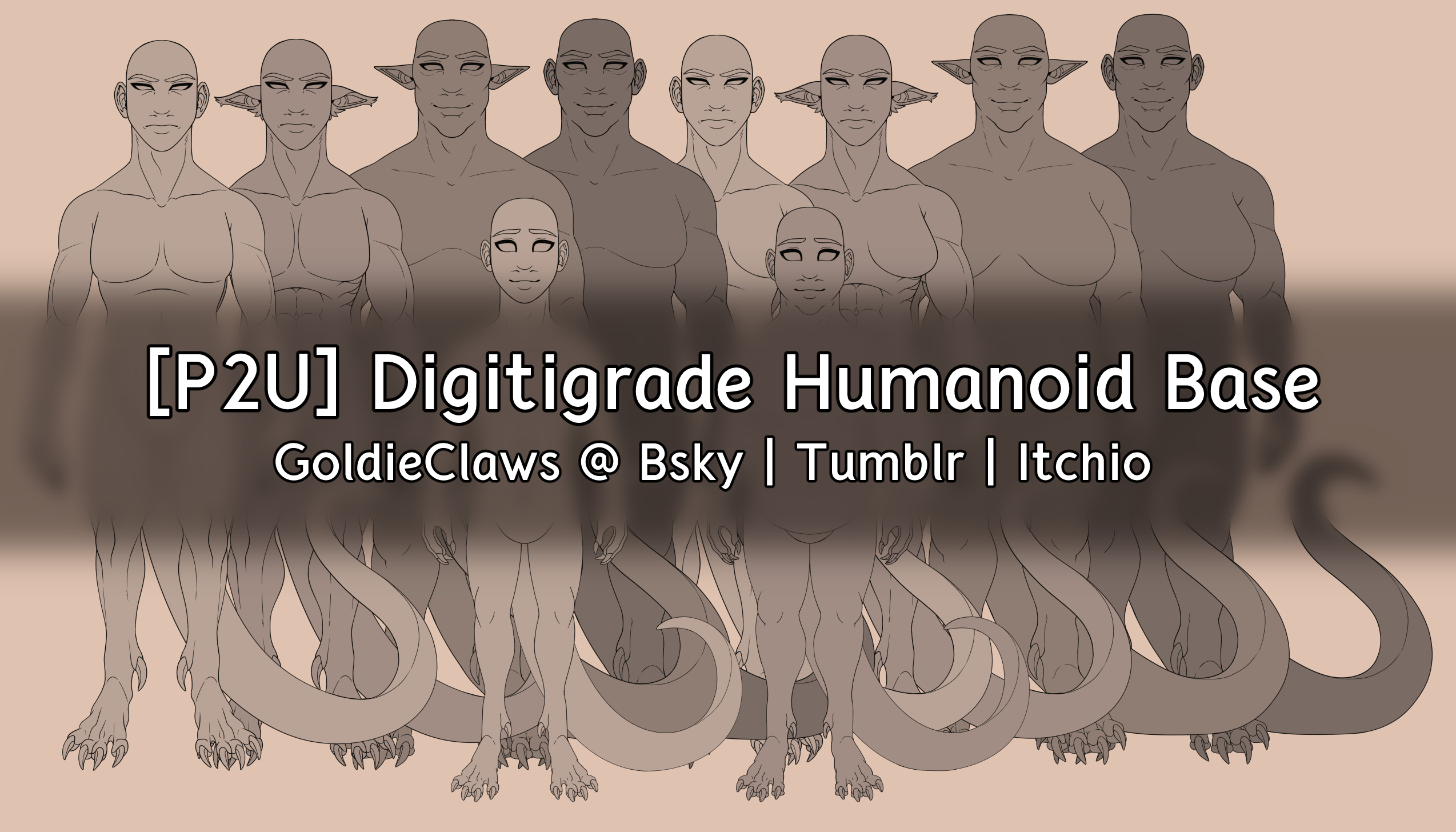 (P2U) Digitigrade Humanoid Base by goldieclaws