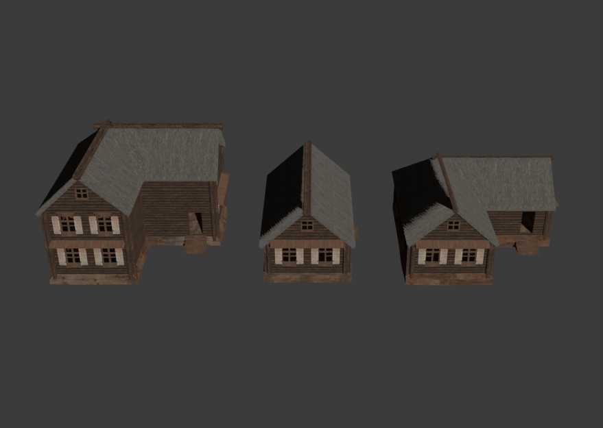 Three Low Poly Cabins with Interiors by Aaron Winter