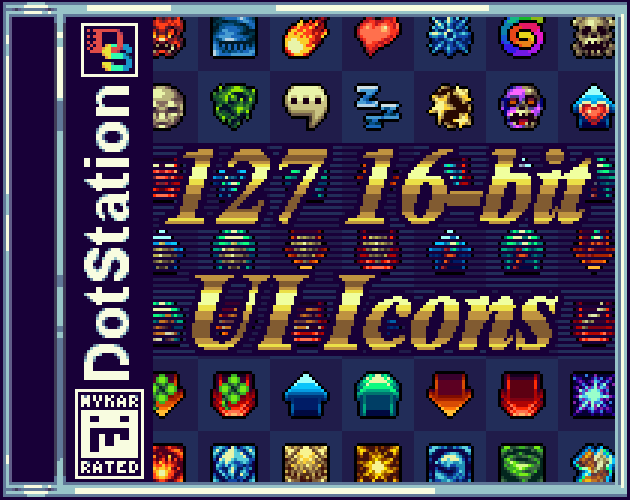 UI Icons 16-bit (127 16x16 icons) by mykar