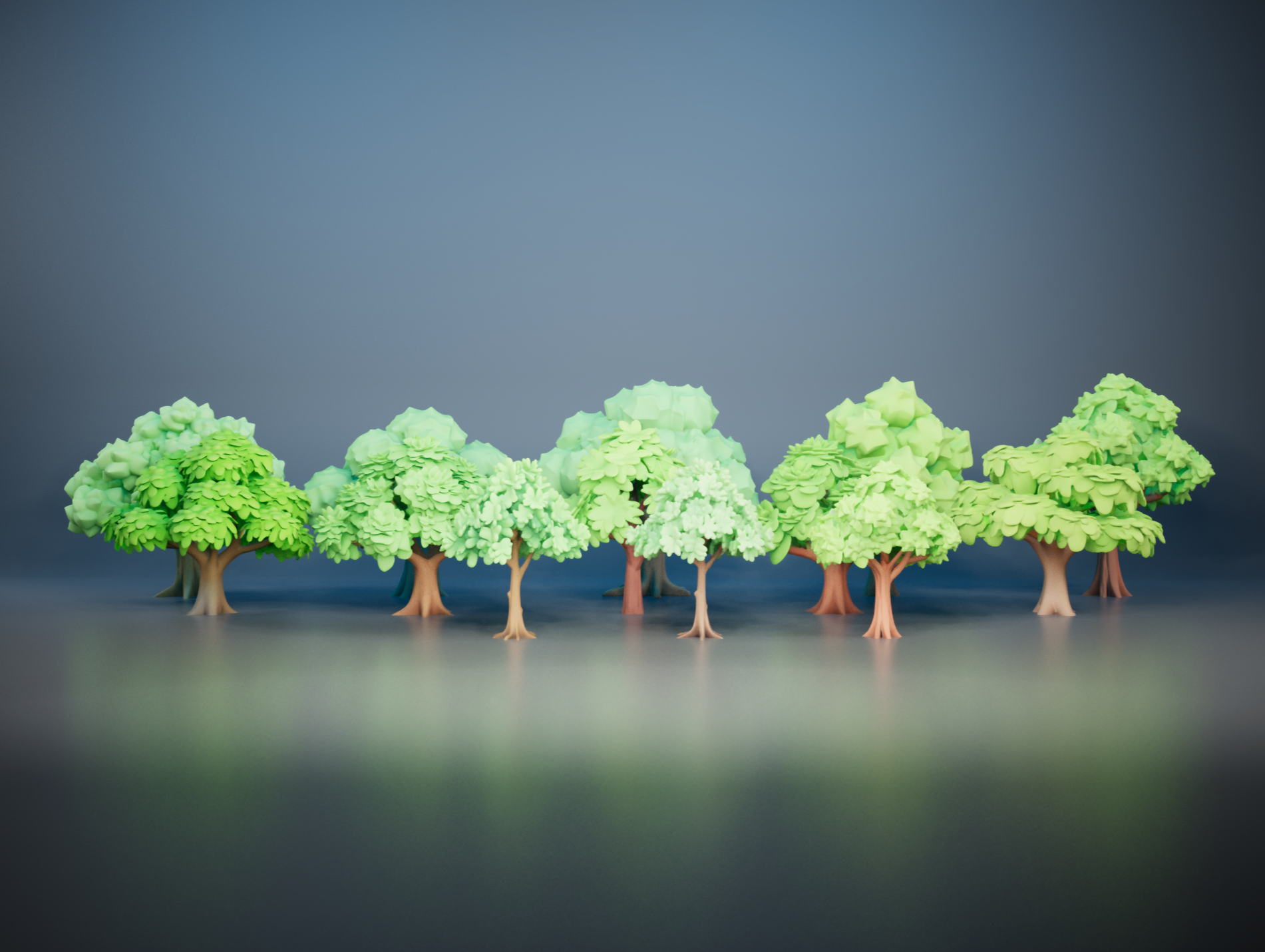 Stylized Oak Trees - Pack 01 by Multicore AI
