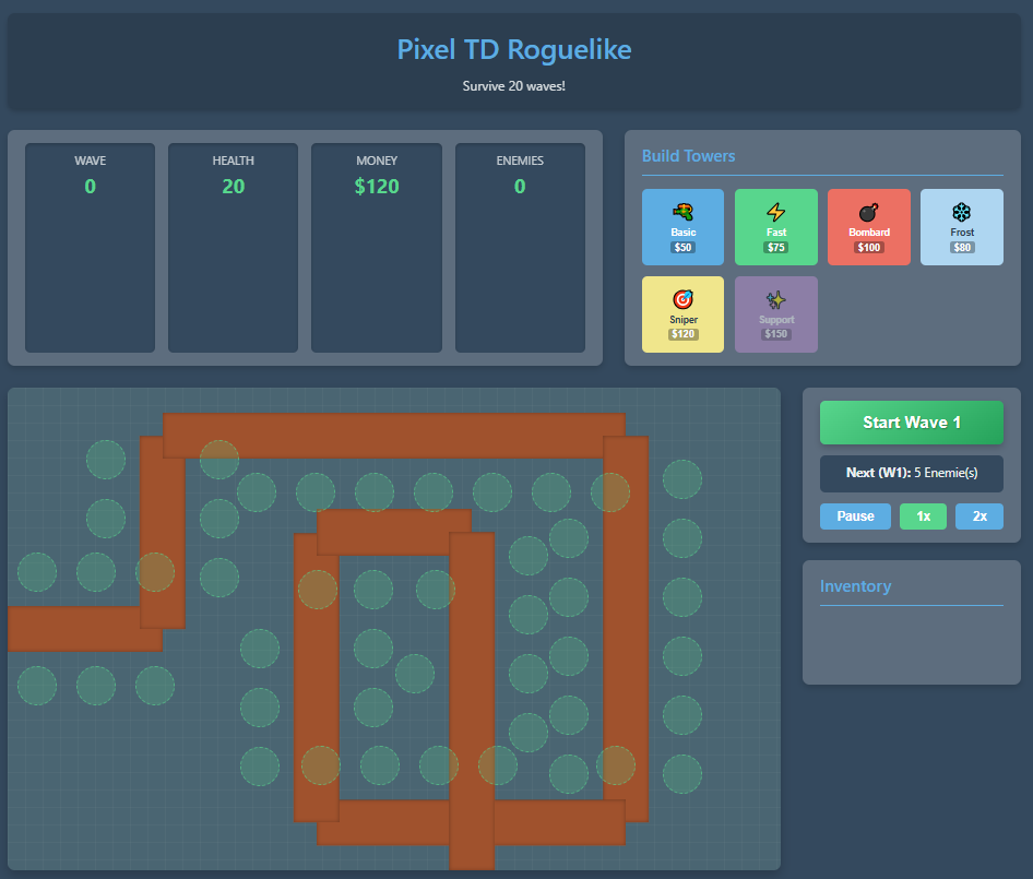 Pixel TD Roguelike v 0.1 demo by shidorobi