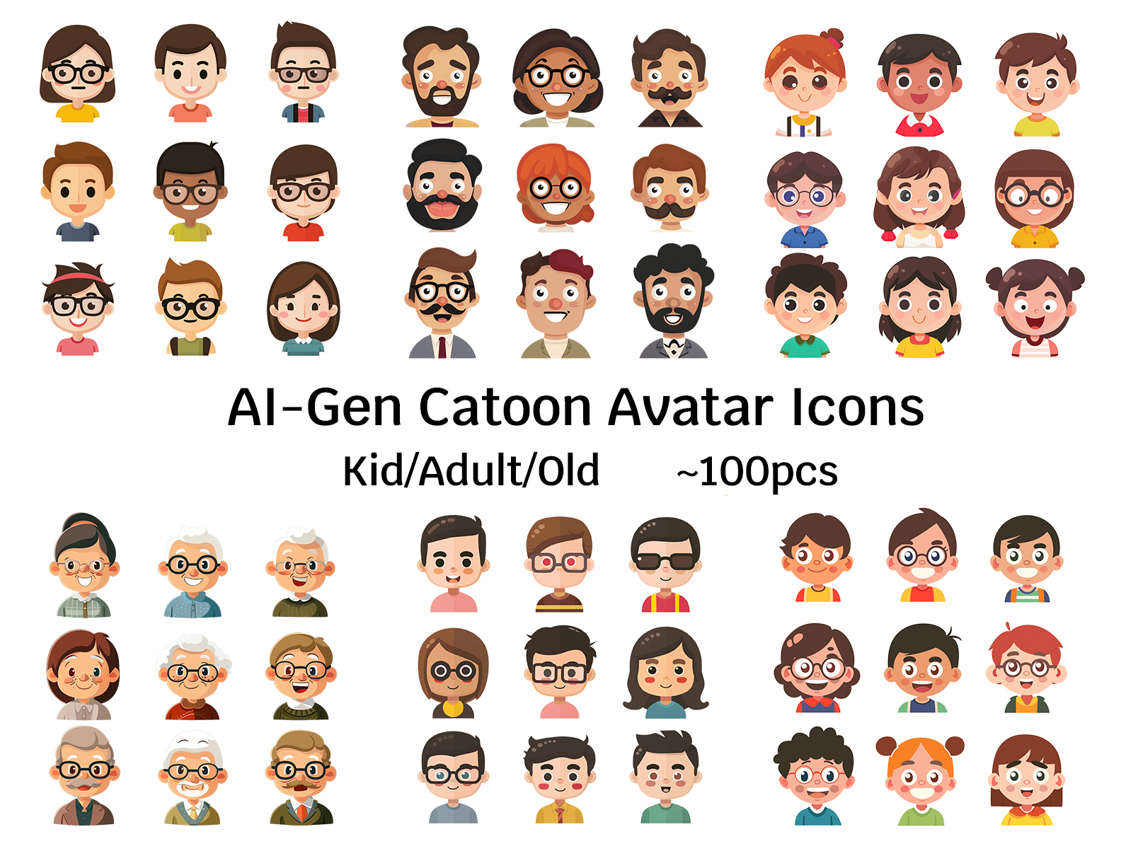 Cute Avatar Icons Collection - AI generation by fishenal