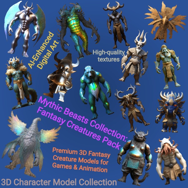 Mythic Beasts Collection: Fantasy Creatures Pack Free 3D Model by ...